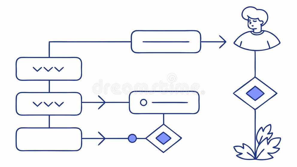 Nested Flowchart Structure, Hierarchical Process Mapping, Vector Design ...