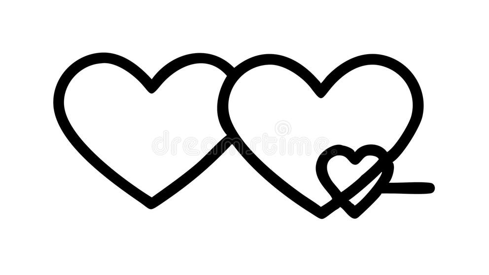Nested Hearts Outline Icon, Deep Love Connection, Vector Design ...