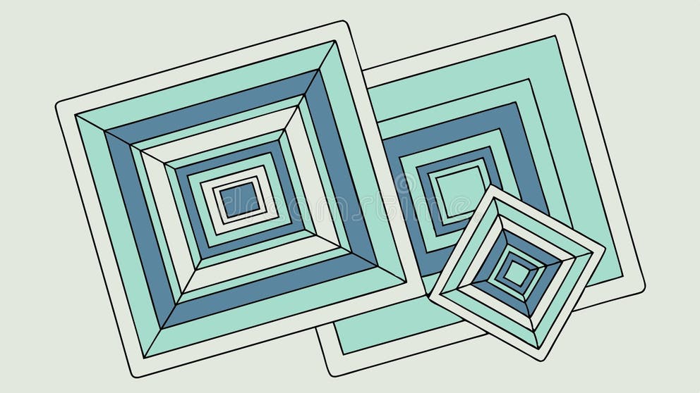 Nested Squares Illusion: Modern Geometric Art, Vector Design Generative ...
