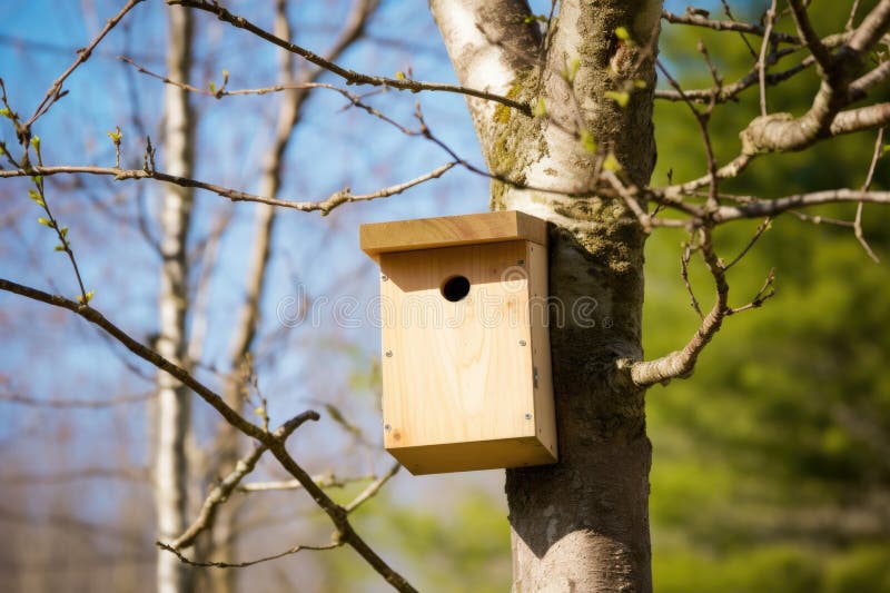 A Nesting Box Mounted on a Tree in a Protected Area Stock Image - Image ...