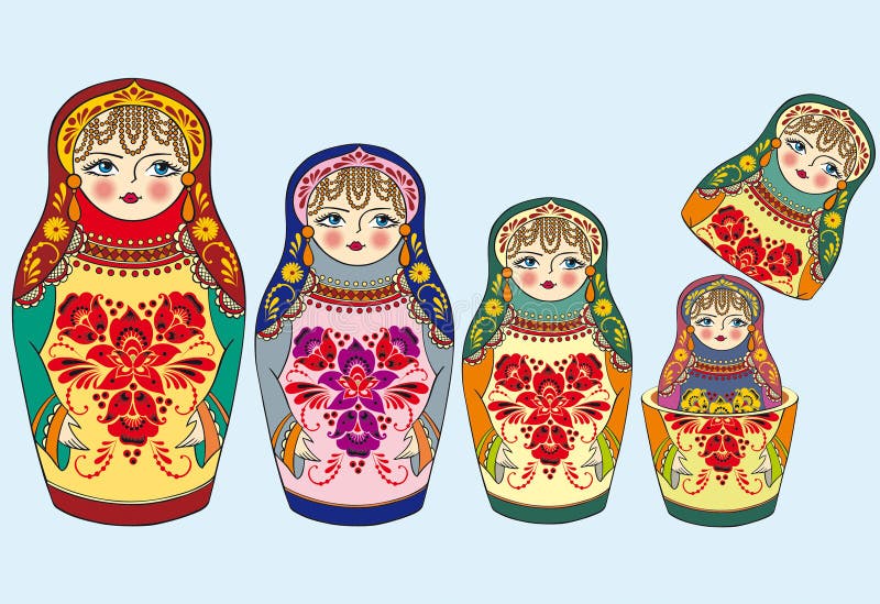 Nesting_dolls stock vector. Illustration of face, flowers - 4193793