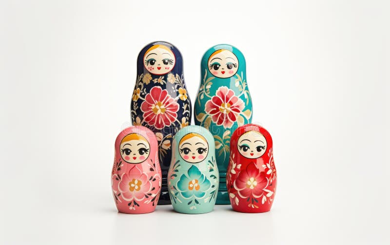 Nesting Dolls Stack on a White Background -Generative Ai Stock ...