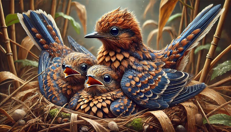 Nesting Instinct: a Bird on Its Cozy Nest. AI Generated Image. Stock ...