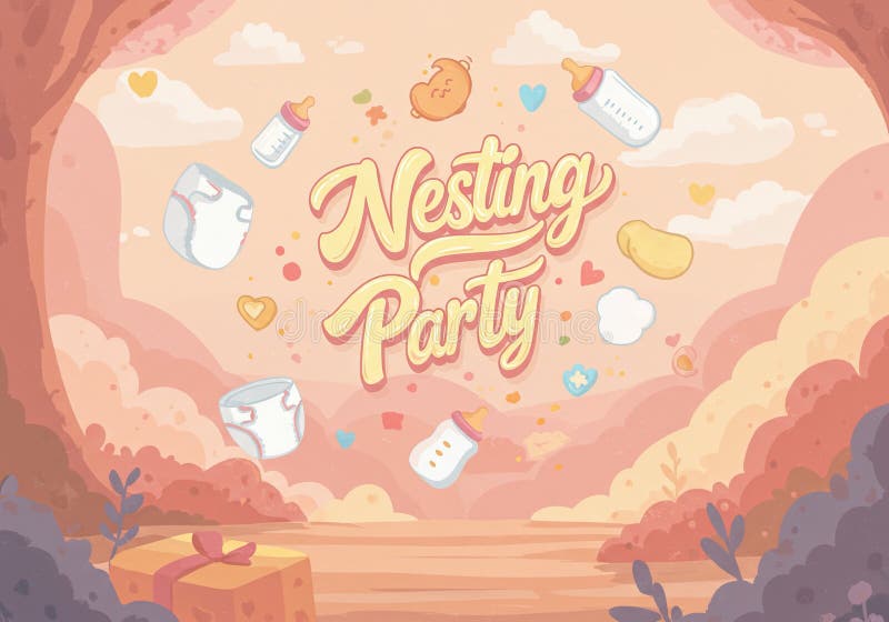 Nesting Party: Baby Shower Theme with Pastel Colors and Baby Items ...