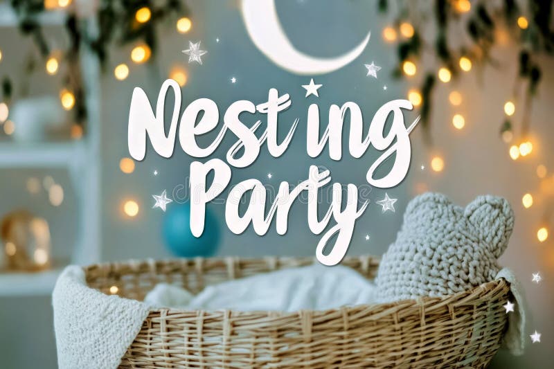 Nesting Party Invitation Card. Text Nesting Party on Cozy Nursery Room ...