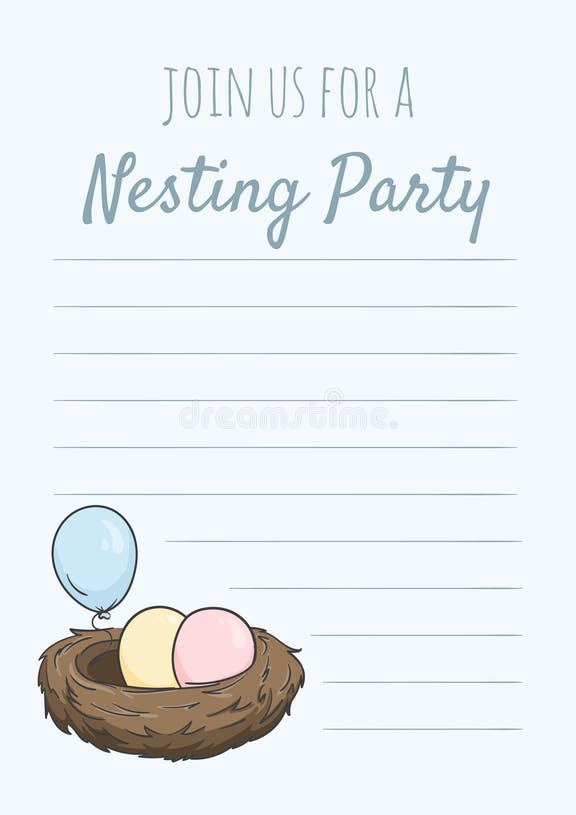 Nesting Party. Invitation Template for a Boy. Editable Layout for Text ...