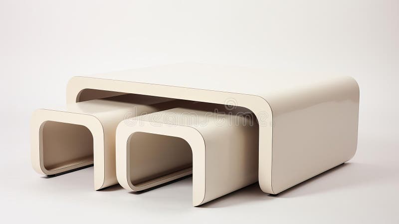 Luxurious Modern Organic Modular Nesting Tables in Beige Fabric Stock ...