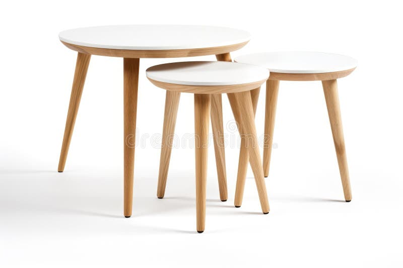 Nesting Tables Scandinavian Style on White Background. Generative AI ...