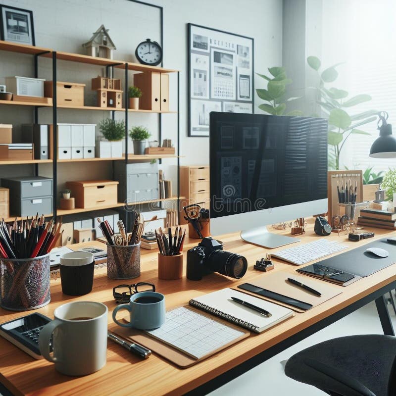 Modern Workspace Oasis: a Harmony of Functionality and Aesthetics Stock ...