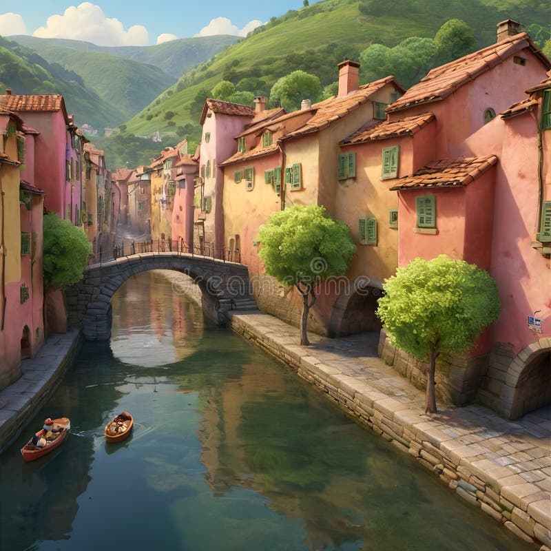 Nestled in a Vibrant Valley, the Charming Town Features a Patchwork of ...