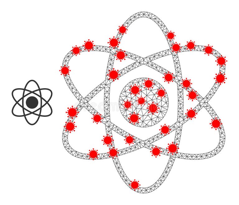 Polygonal Wire Frame Atom Pictogram with Covid Nodes Stock Vector ...