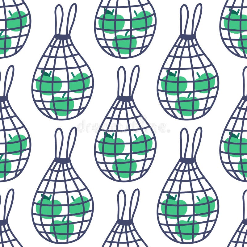 Net Bag Seamless Doodle Pattern, Vector Color Illustration Stock ...