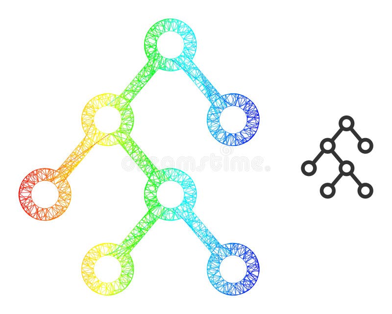 Net Binary Tree Web Mesh Icon with Spectrum Gradient Stock Vector ...