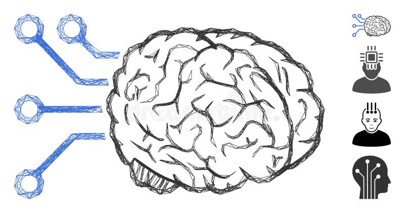 Brain Computer Interface Vector Icon Stock Vector - Illustration of ...