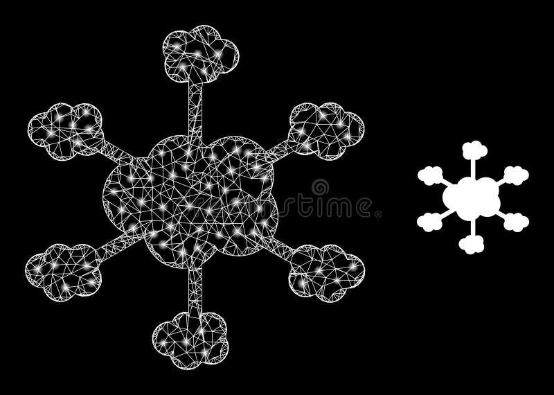 Network Cloud Network Web Mesh Icon with Glare Light Spots Stock Vector ...