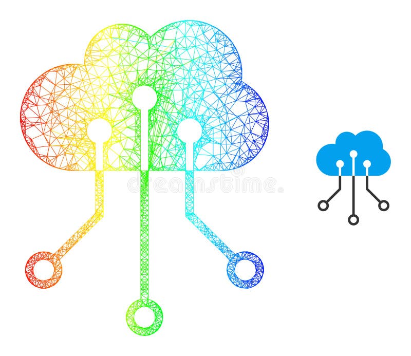 Net Cloud Network Mesh Icon with Spectral Gradient Stock Vector ...