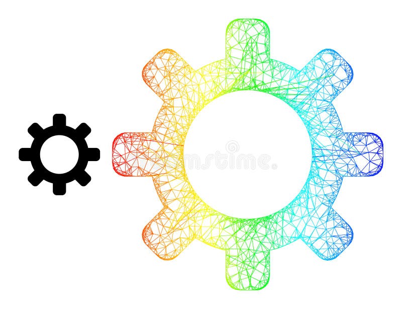 Hatched Cog Mesh Icon with Rainbow Gradient Stock Vector - Illustration ...