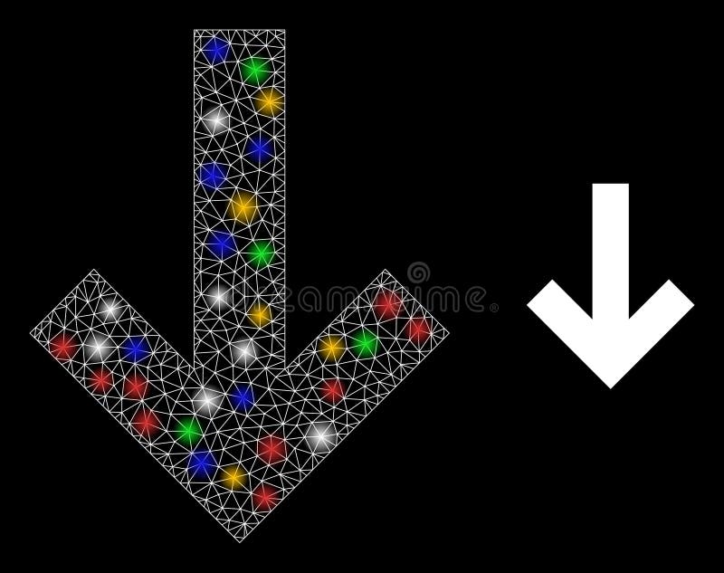 Net Down Direction Arrow Glare Icon with Multi Colored Glitter Dots ...
