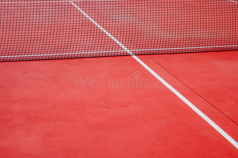 Net of an Empty Red Tennis Court Stock Photo - Image of geometrical ...
