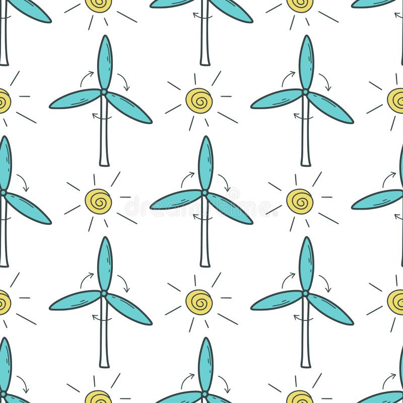 Net Energy of Sun and Wind Pattern Stock Illustration - Illustration of ...