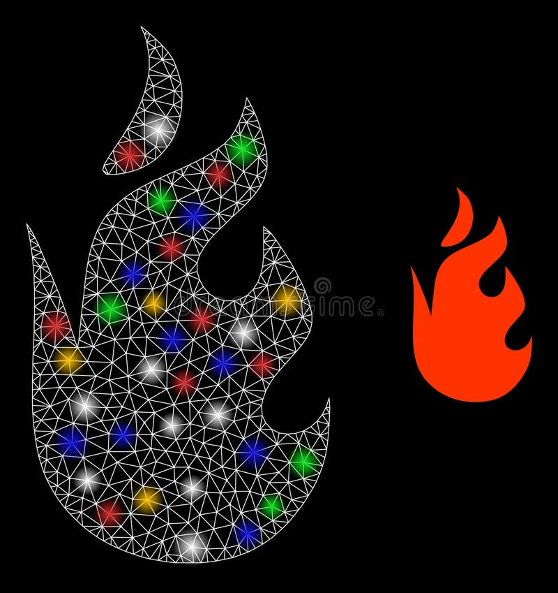 Net Fire Flame Glare Icon with Multicolored Lightspots Stock Vector ...