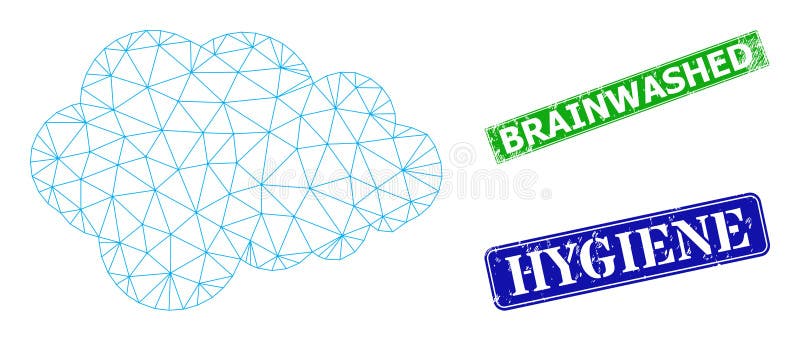Scratched Brainwashed Stamps and Triangular Mesh Foam Icon Stock Vector ...