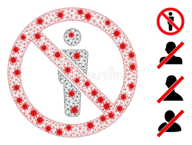 Polygonal Wire Frame Forbidden Man Figure Pictogram with Infectious ...