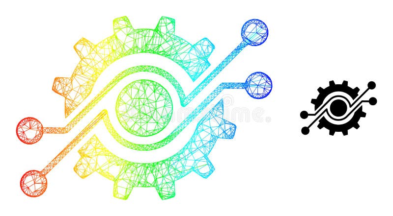 Net Gear Electronic Component Web Mesh Icon with Spectral Gradient ...