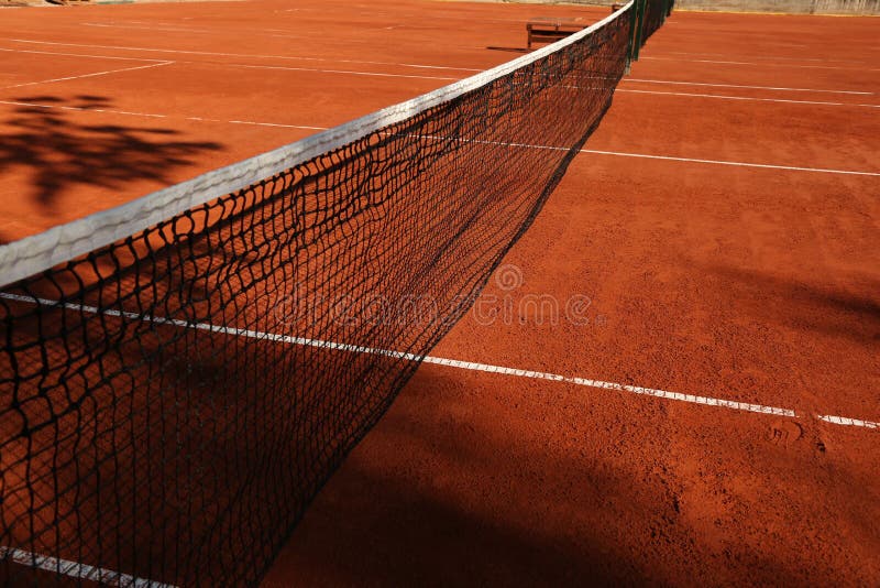 Net on Ground Court on Day Light Stock Image - Image of cover, racquet ...