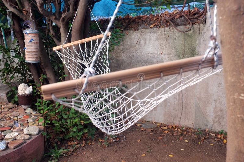 Net hammock on tree stock image. Image of people, wall - 100342497