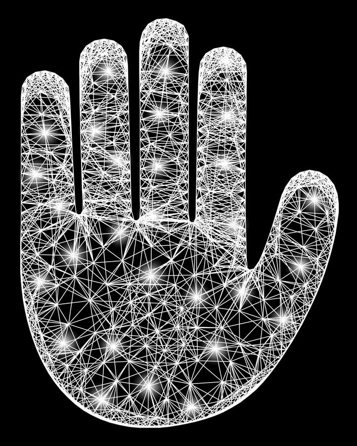 Net Hand Palm Web Mesh with Bright Light Spots Stock Vector ...