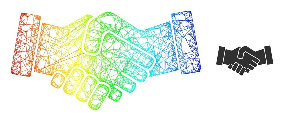 Net Handshake Mesh Icon with Spectrum Gradient Stock Vector ...