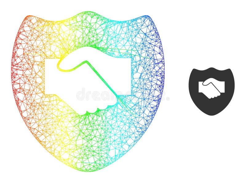 Net Handshake Shield Mesh Icon with Spectrum Gradient Stock Vector ...