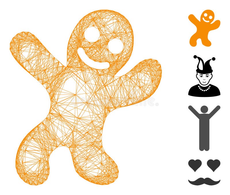 Net Happy Cookie Man Vector Mesh Stock Vector - Illustration of biscuit ...