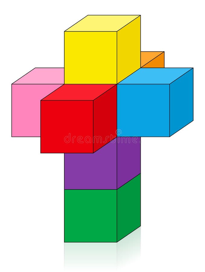 Net of Hypercube Tesseract Colored 4D Cubes Stock Vector - Illustration ...
