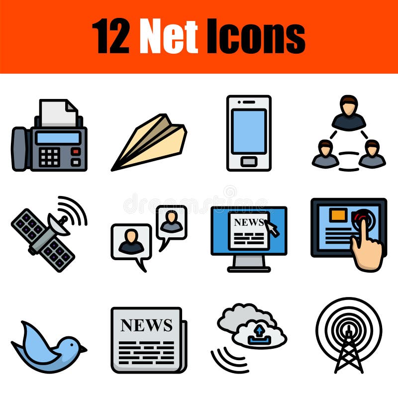 Net Icon Set stock vector. Illustration of radio, internet - 216518393