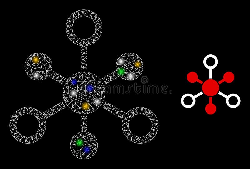 Net Internet Nodes Glare Icon with Colored Lightspots Stock Vector ...