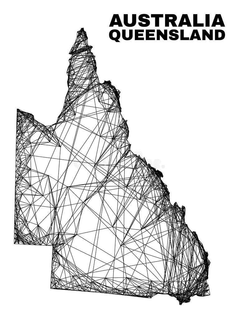 Net Irregular Mesh Australian Queensland Map Stock Illustrations – 2 ...