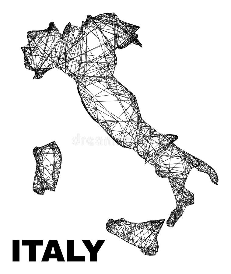 Net Irregular Mesh Italy Map Stock Vector - Illustration of wireframe ...