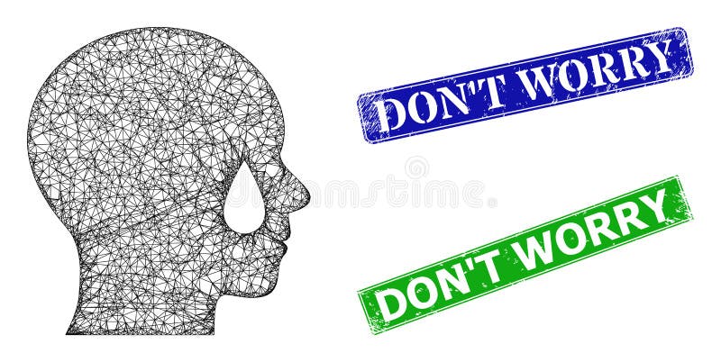 Rubber Don T Worry Stamp Imitations and Triangular Mesh Man Tear Icon ...