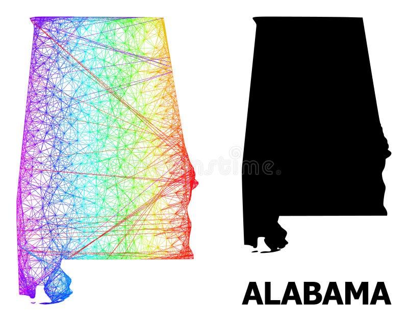 Net Map of Alabama State with Spectrum Gradient Stock Vector ...