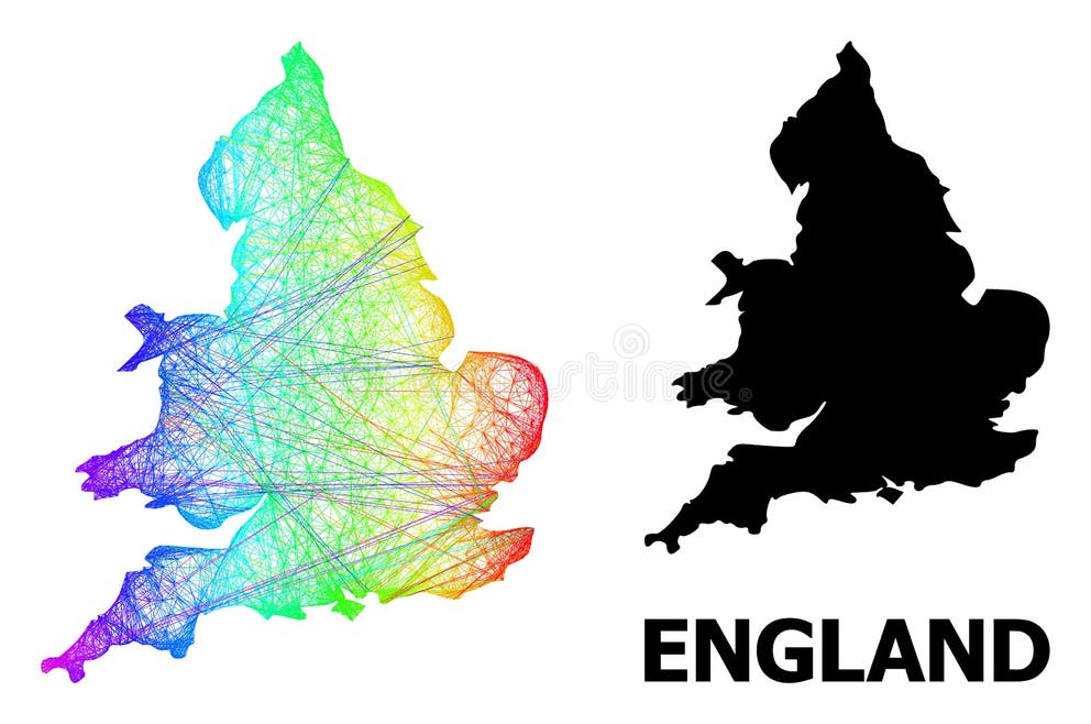 Net Map of England with Rainbow Colored Gradient Stock Vector ...