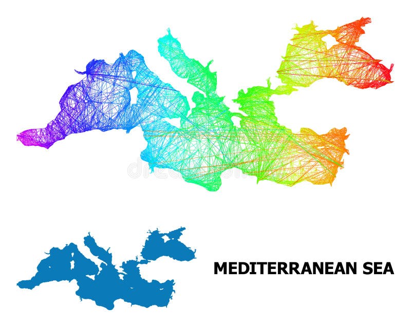 Net Map of Mediterranean Sea with Spectrum Gradient Stock Vector ...