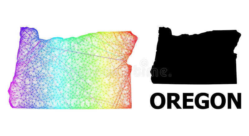 Net Map of Oregon State with Rainbow Colored Gradient Stock Vector ...