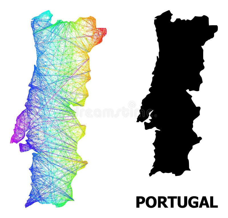 Net Map of Portugal with Spectrum Gradient Stock Vector - Illustration ...