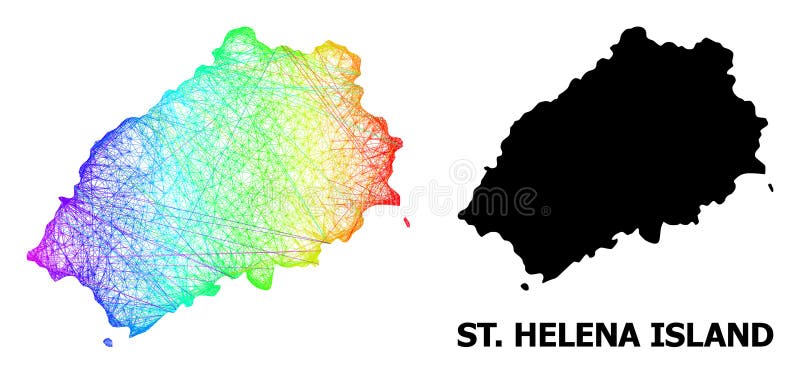 Net Map of Saint Helena Island with Spectrum Gradient Stock Vector ...