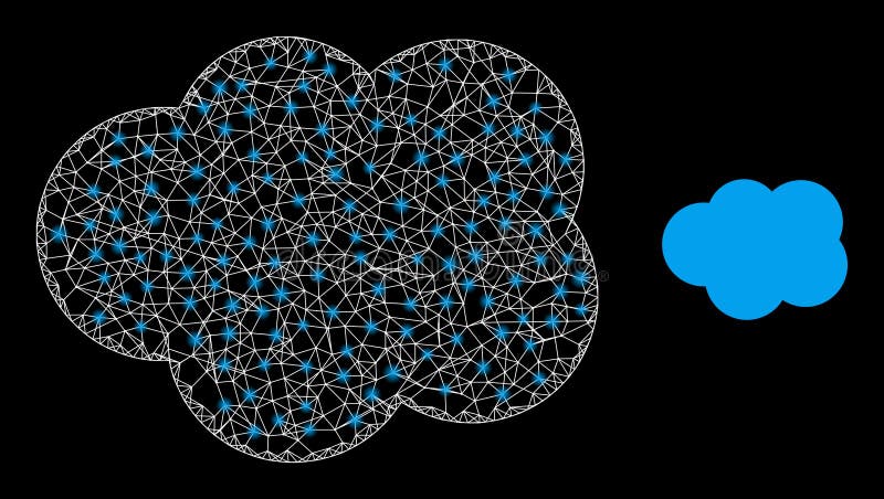 Network Cloud Mesh Icon with Constellation Light Spots Stock Vector ...