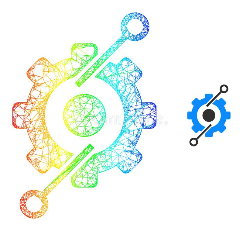 Net Control Center Gear Mesh Icon with Spectral Gradient Stock Vector ...