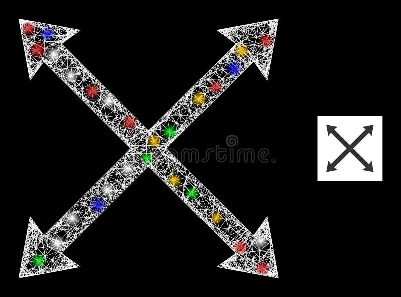 Net Mesh Enlarge Arrows Icon with Multi Colored Flares Stock Vector ...