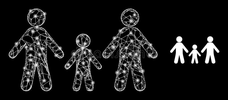 Network Family Web Mesh Icon with Constellation Light Spots Stock ...